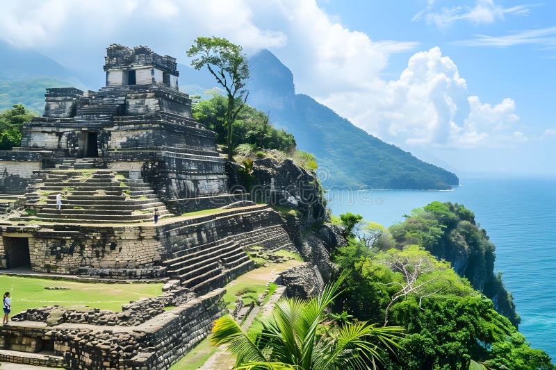 Exploring Ancient Ruins, Majestic Stone Structures on a Coastal ...