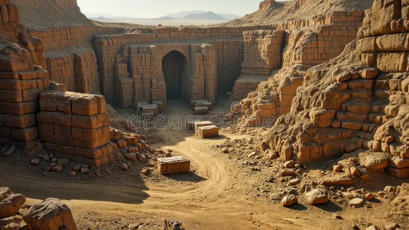 Exploring Ancient Ruins in a Vast Desert Landscape with Monumental ...