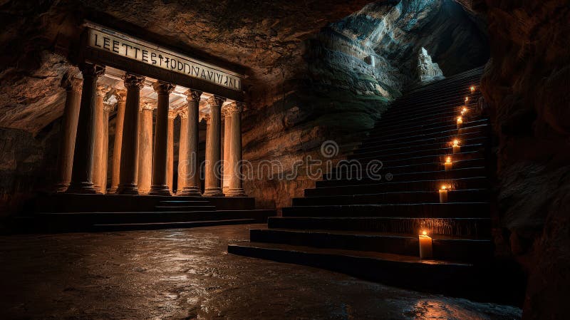 Exploring Ancient Temples in a Mysterious Cave Enigmatic Setting Photo ...