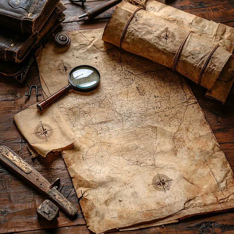 Exploring an Antique Map Filled with Cryptic Symbols and Navigation ...