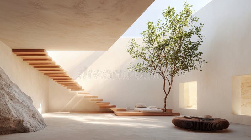Exploring Architectural Balance the Tree within the Stairs in a Room ...