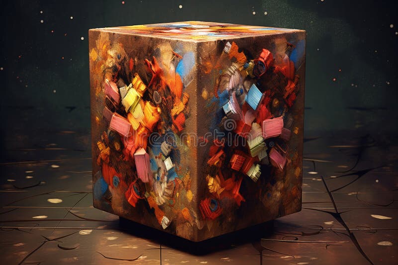 Exploring Artistic Dimensions in a Geometric Cube - Ai Generated Stock ...