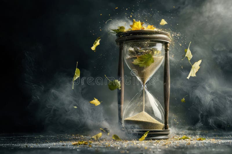 Exploring the Balance of Time: an Hourglass, Clock, and Leaves ...