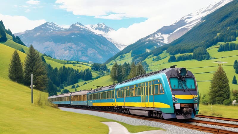 Exploring the Beautiful Countryside by Passenger Train. Stock ...