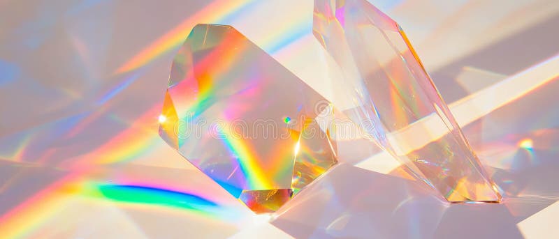 Exploring the Beauty of Glass Prisms with Rainbow Refractions on a ...
