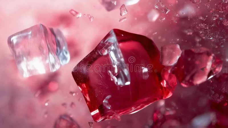 Exploring the Beauty of a Red Ice Cube Surrounded by Crushed Ice in ...