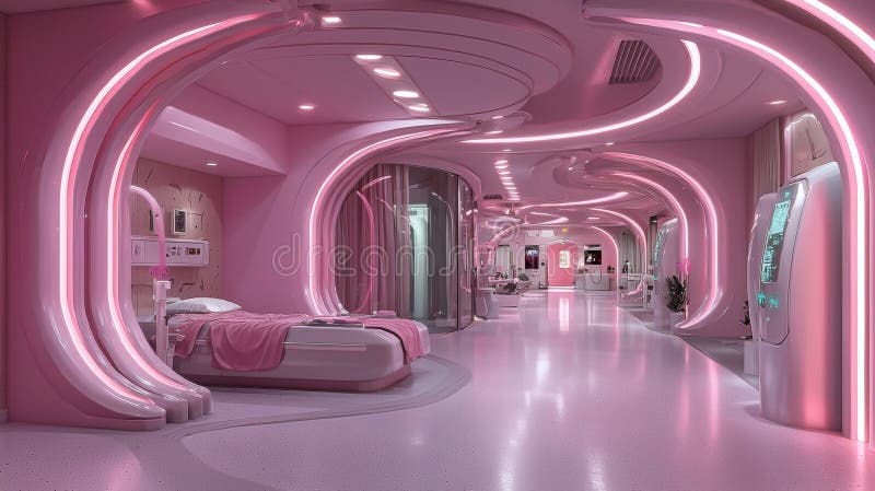 Exploring Biomedical Innovation in a Vibrant Pink Room with Bed and ...