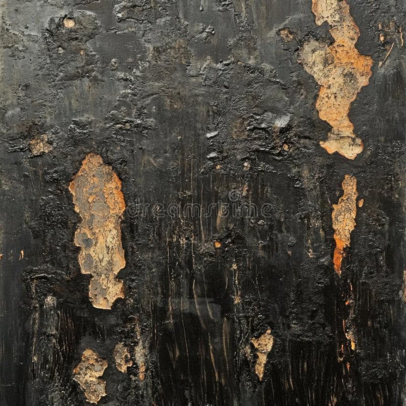 Exploring Black Surface Texture, Abstract Art with Orange Accents Stock ...