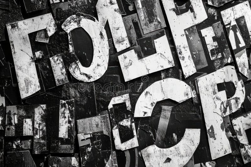 Exploring a Black and White Typography Collage Featuring Random Letters ...