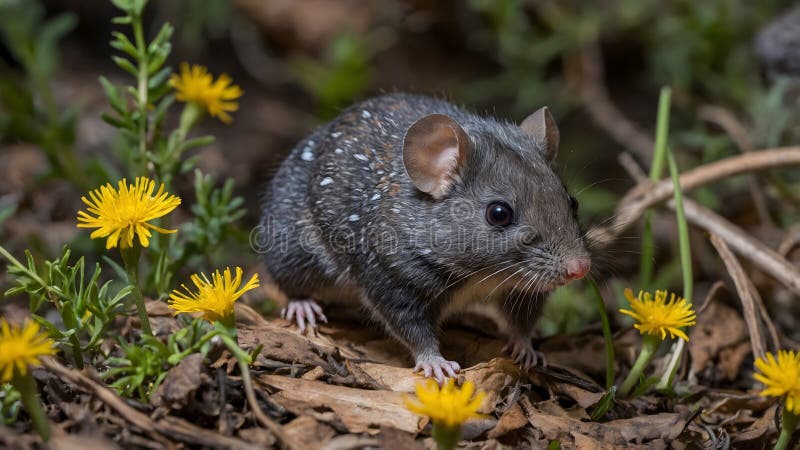 Exploring the Blooms: Silver-Headed Antechinus in a Flower-Filled ...