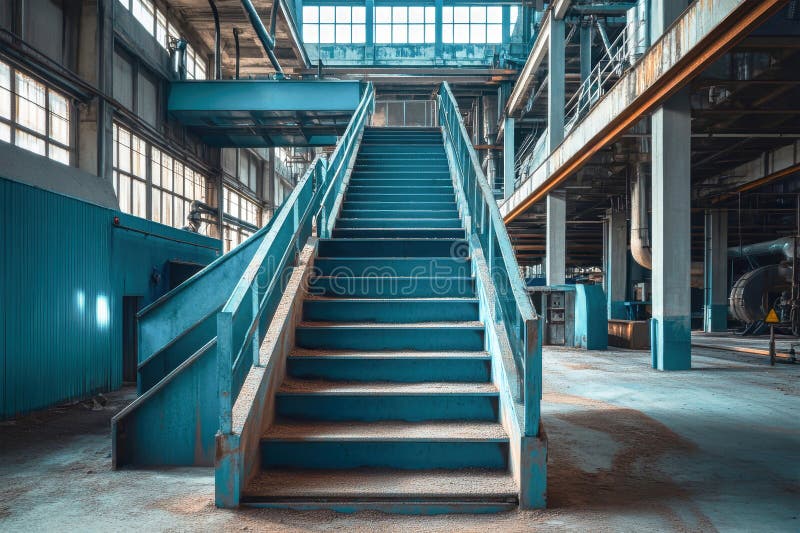 Exploring the Blue Metal Staircase in an Industrial Waste Processing ...