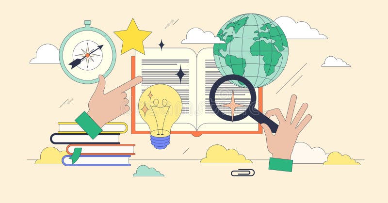 Exploring Books for Education and Knowledge Tiny Person Neubrutalism ...