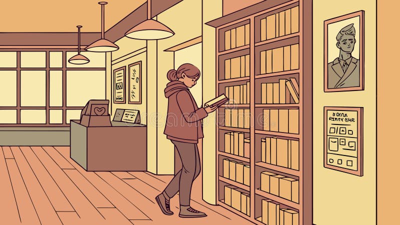 Exploring Bookshelves, Library Atmosphere, Vector Design Generative AI ...