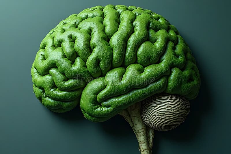 Exploring Brain Concepts in Green Color Artistic Representation Modern ...