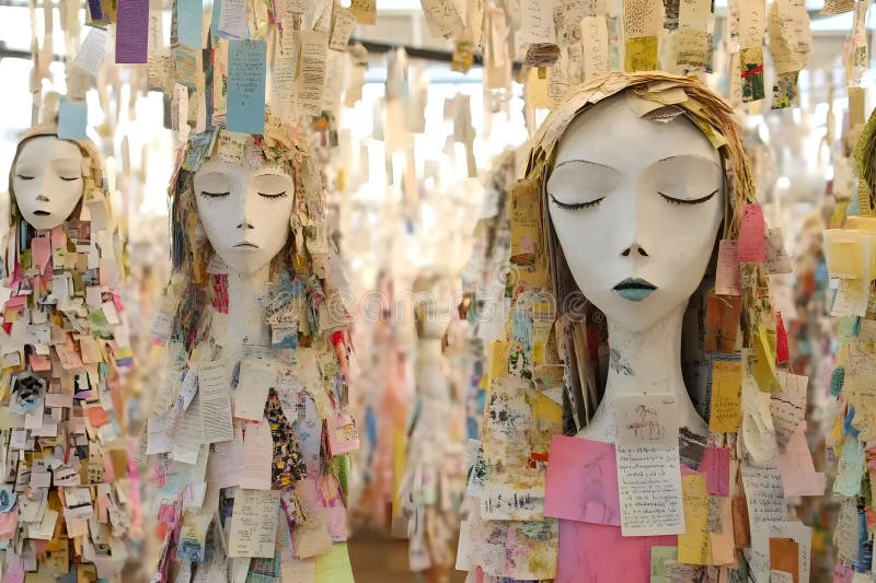 Paper Art Installation Showcases Delicate Dolls with Layered Notes in a ...