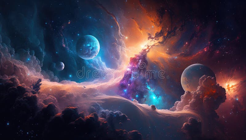 Exploring the Celestial Realms of a Fantasy Space Sky, Ai Generative ...