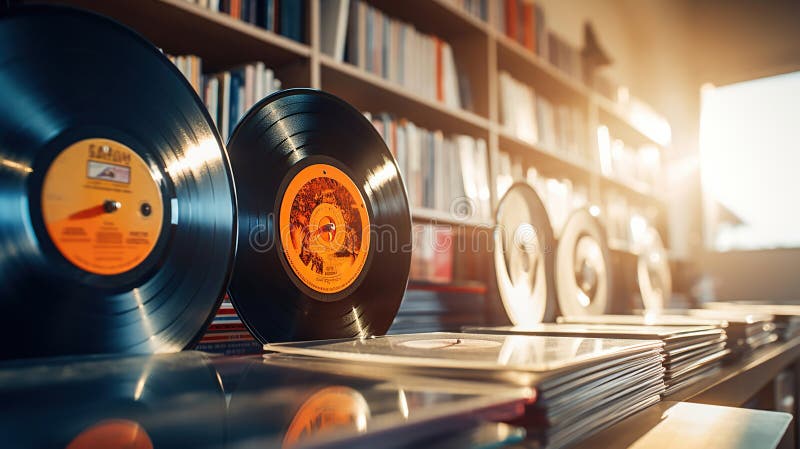 Exploring the Charms of Classic Record Collections. Generative Ai Stock ...