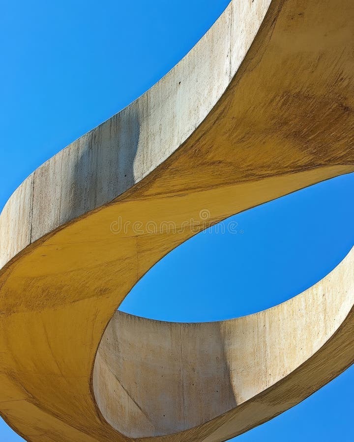 Exploring Circular Architecture Against a Clear Blue Sky in a Modern ...