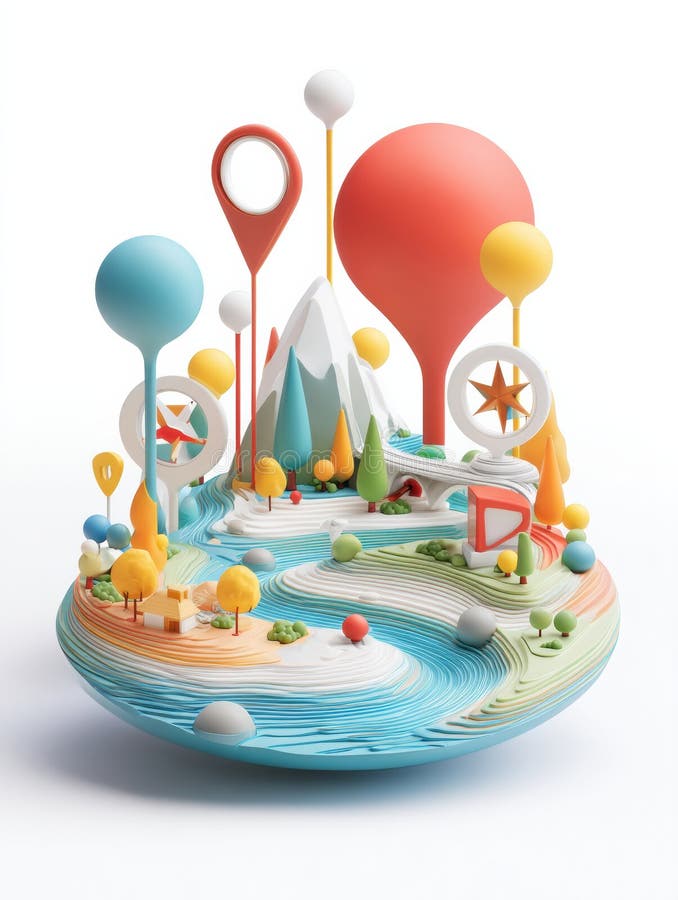 Exploring a Colorful Abstract Map with 3D Path Markers and Landmarks ...