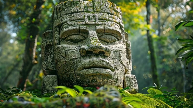 Exploring the Colossal Stone Head Hidden in the Lush Jungle Environment ...