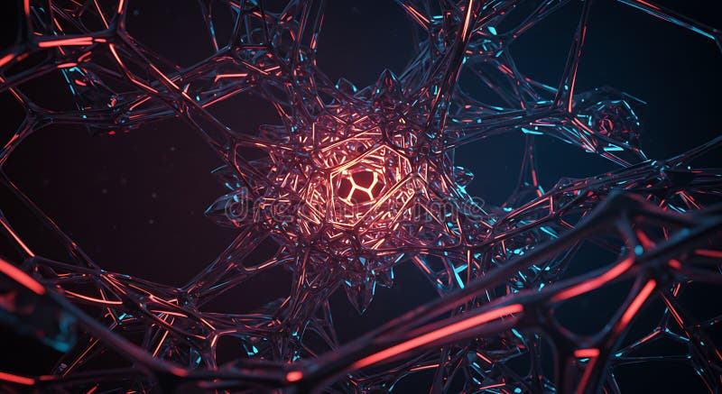 Exploring a Complex Abstract Structure with Vibrant Neon Colors and ...