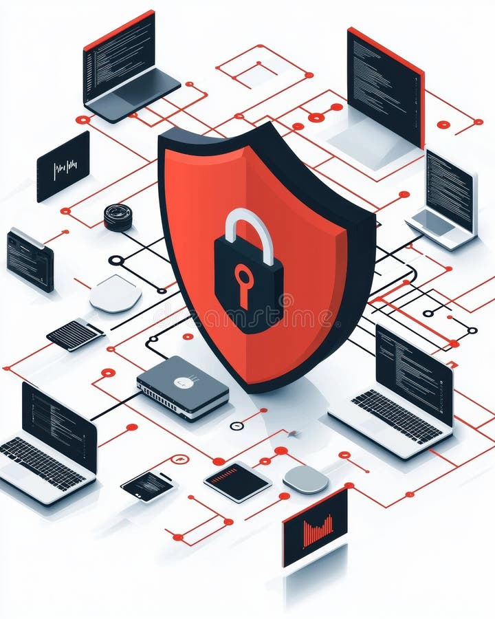 Exploring the Concept of Cybersecurity: the Red Shield Representing ...