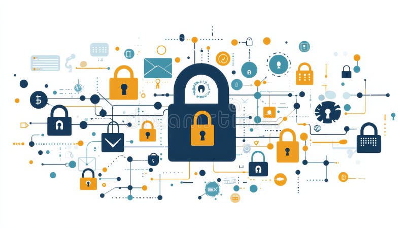 Exploring the Concept of a Secure Digital Fortress with Lock and Icons ...