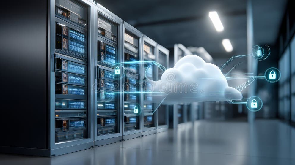 Exploring the Concept of a Secure Digital Realm through a Cloud with Lock Visualization Stock ...