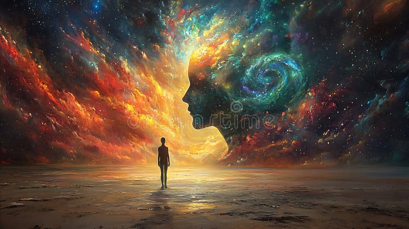 Exploring the Cosmic Connection a Vibrant Silhouette of a Person ...