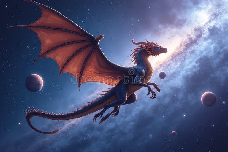 Exploring the Cosmos with a Galactic Reptile Stock Illustration ...