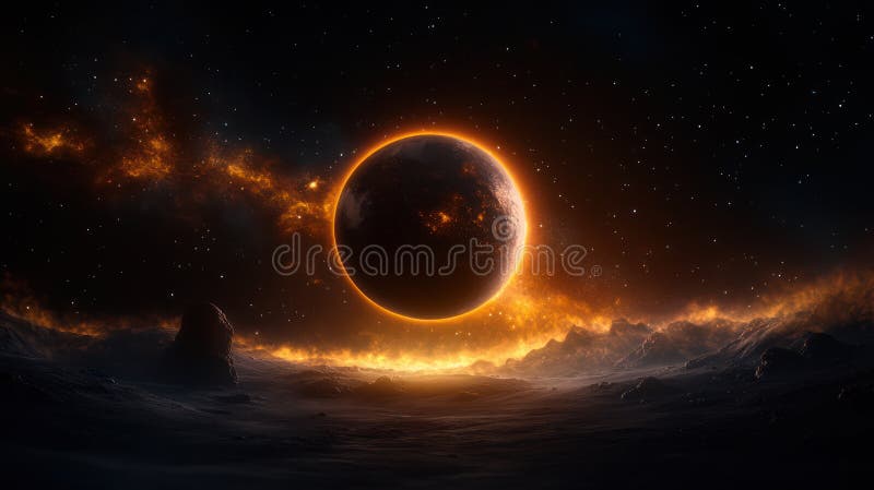 Exploring the Cosmos: a Glowing Sphere in the Vast Universe Stock ...