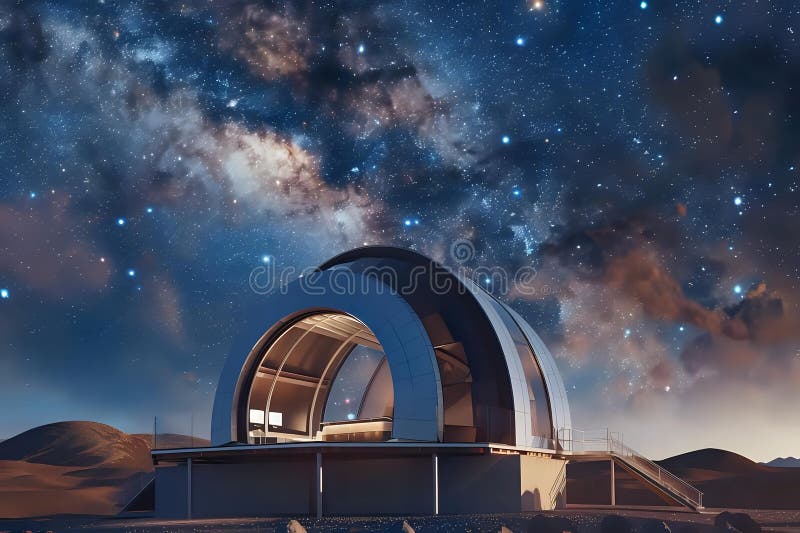 Exploring the Cosmos, a Modern Observatory Under the Starry Night Sky ...