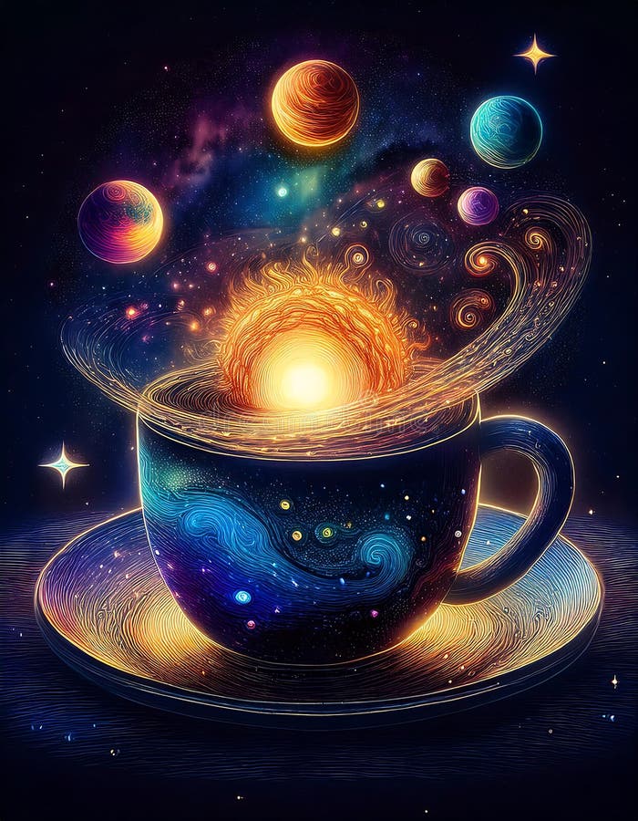 Exploring the Cosmos through a Steaming Cup Filled with a Vibrant Solar ...
