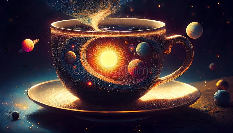 Exploring the Cosmos through a Steaming Cup Filled with a Vibrant Solar ...