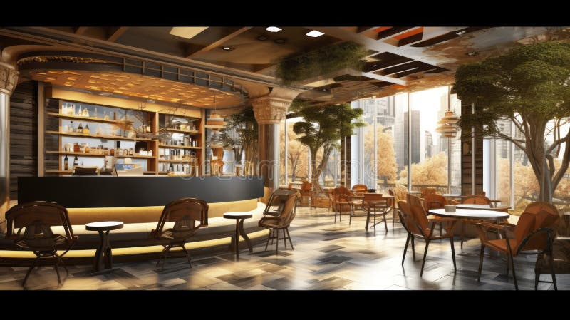 Exploring the Cozy Charm of Tea House and Cafe. Generative AI Stock ...