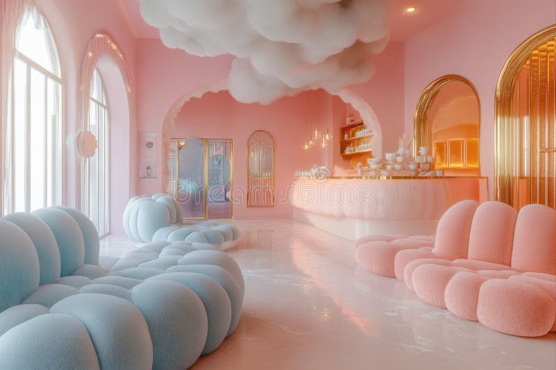 Exploring a Cozy Cloud-themed Interior Design Space Whimsical Pastel ...