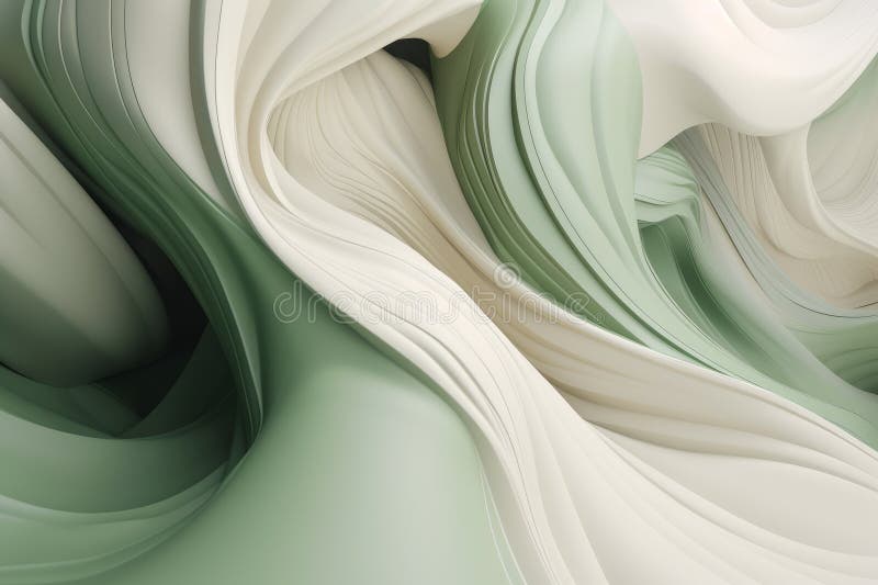 Modern Industrial Design: Ivory, Sage & Twisted Waves in 3D Render with ...