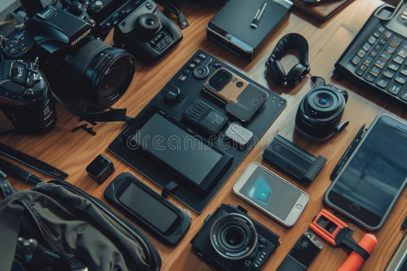 Exploring the Creative Workspace Filled with Various Cameras, Gadgets ...