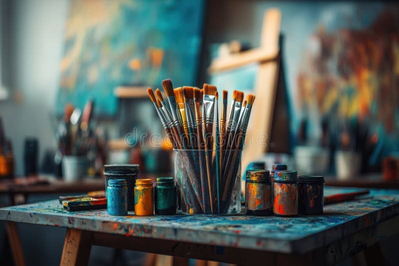 Exploring Creativity with Artist Brushes, Vibrant Paints, and Canvases ...