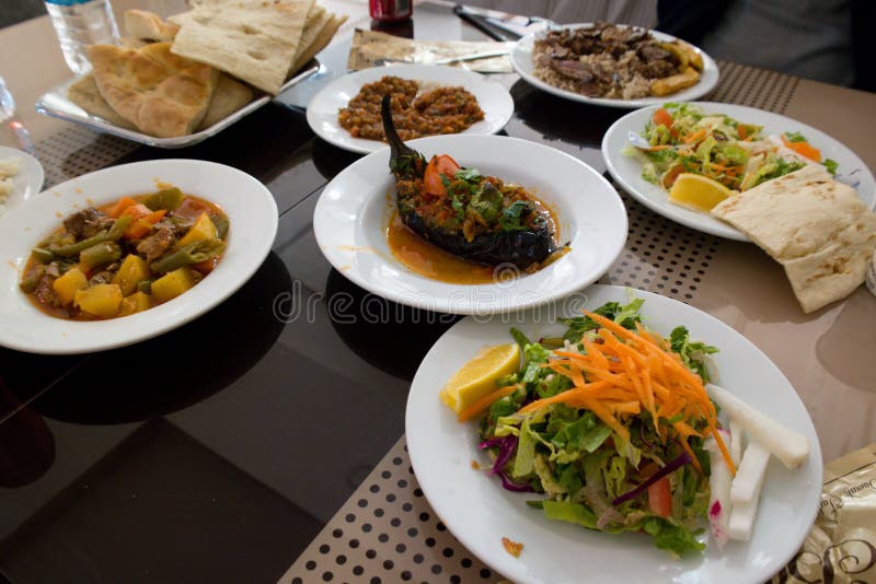 Plentiful Turkish Lunch in Midyat Stock Photo - Image of geology, cliff ...