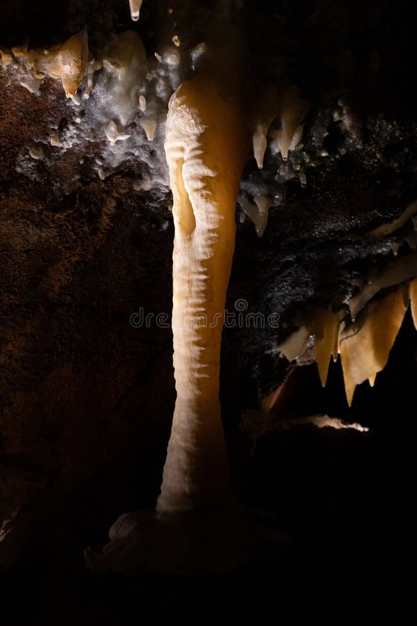Exploring Underground Caves with Stalactite and Stalagmite Growth Stock ...