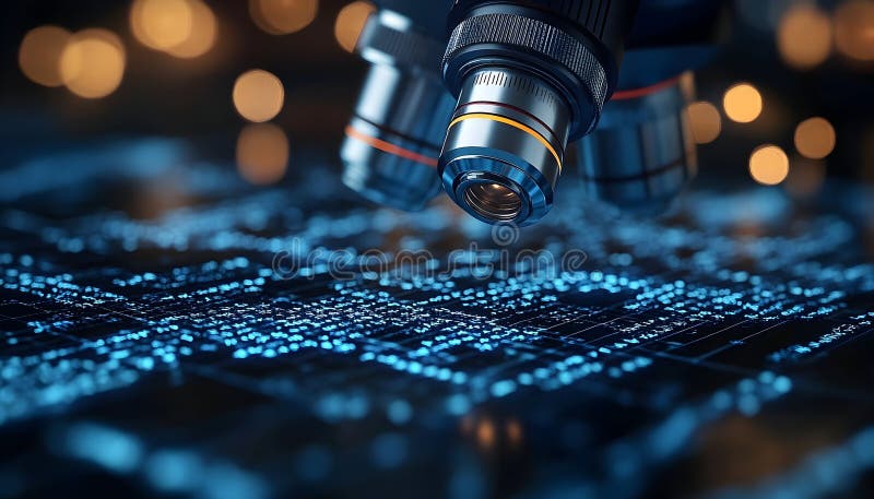 AI Microscopy: Data Analysis Stock Illustration - Illustration of light ...
