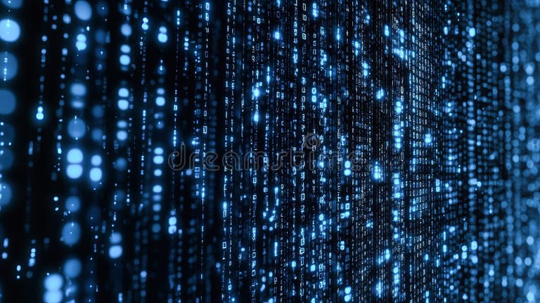 Exploring the Depths of Digital Technology with a Captivating Blue Binary Code Backdrop Stock ...