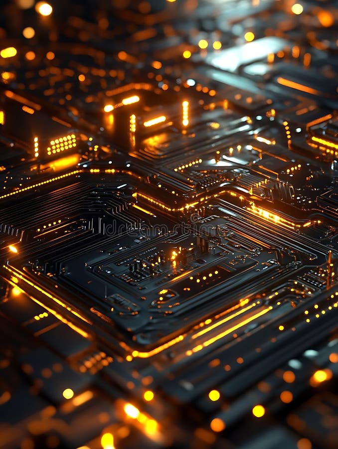 Exploring the Depths of Futuristic Circuit Board Designs with Glowing ...