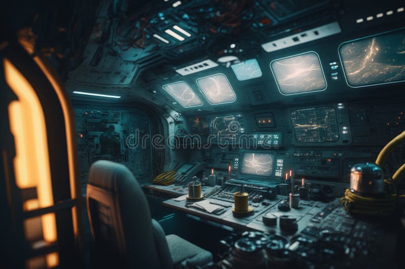 Fi Spaceship Crew at Work in Ultra-detail Stock Illustration ...