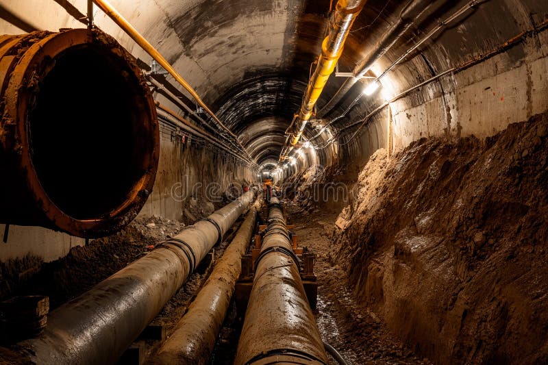 Exploring the Depths of an Underground Tunnel with Intricate Piping and ...
