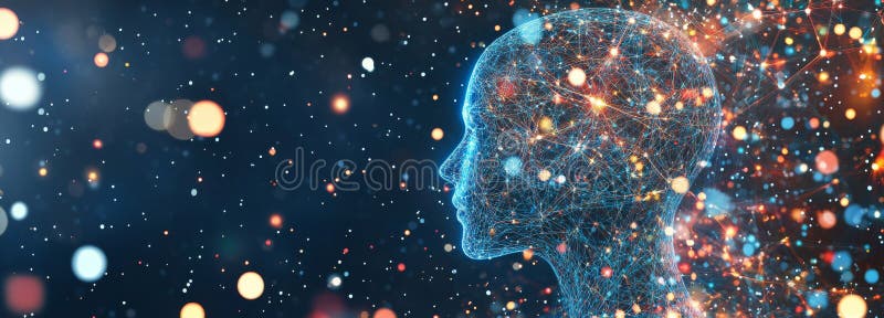 Exploring the Digital Identity of an Abstract Portrait in Blue Stock ...