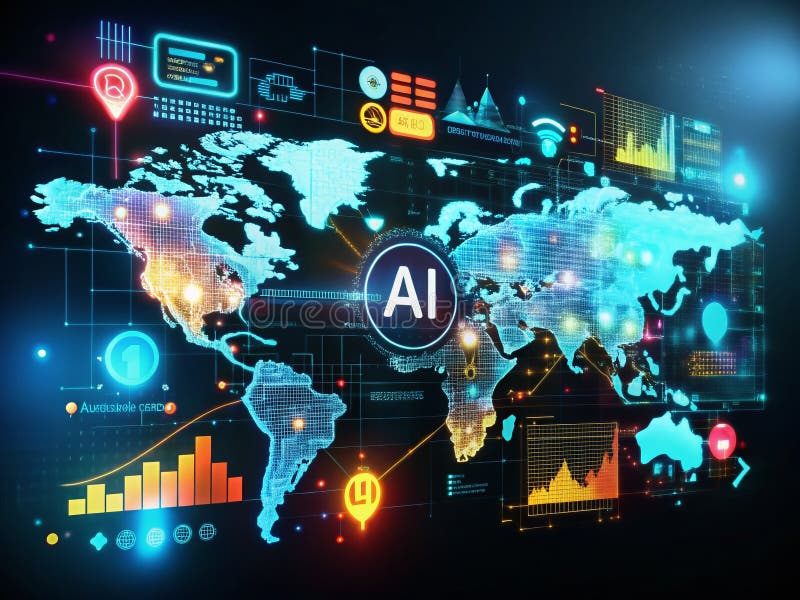 Exploring the Digital Landscape AIPowered Text and Symbols Overlay a ...