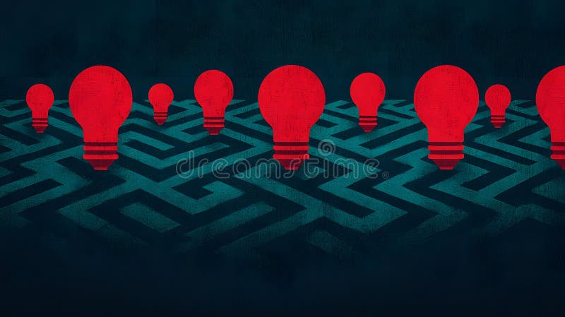 Exploring the Digital Maze of Ideas with Illuminating Red Lightbulbs ...