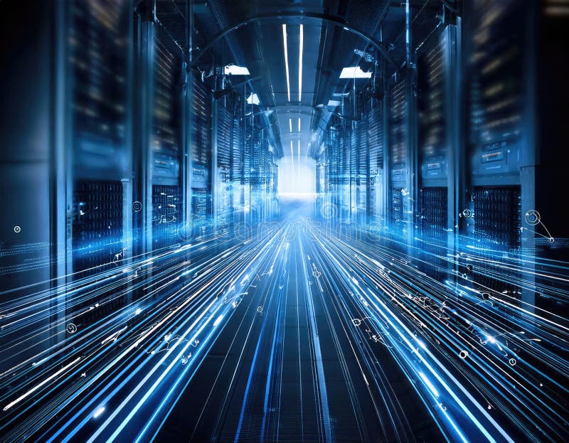 Digital Nexus: Data Streams and Automation. Generated with AI Stock Illustration - Illustration ...